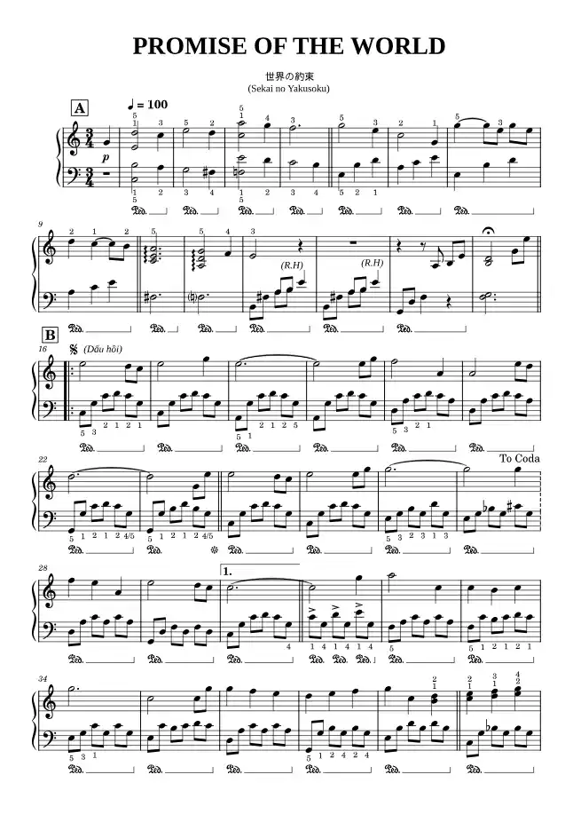 The Promise of the World Medium Piano Sheet Music | Tuneonmusic